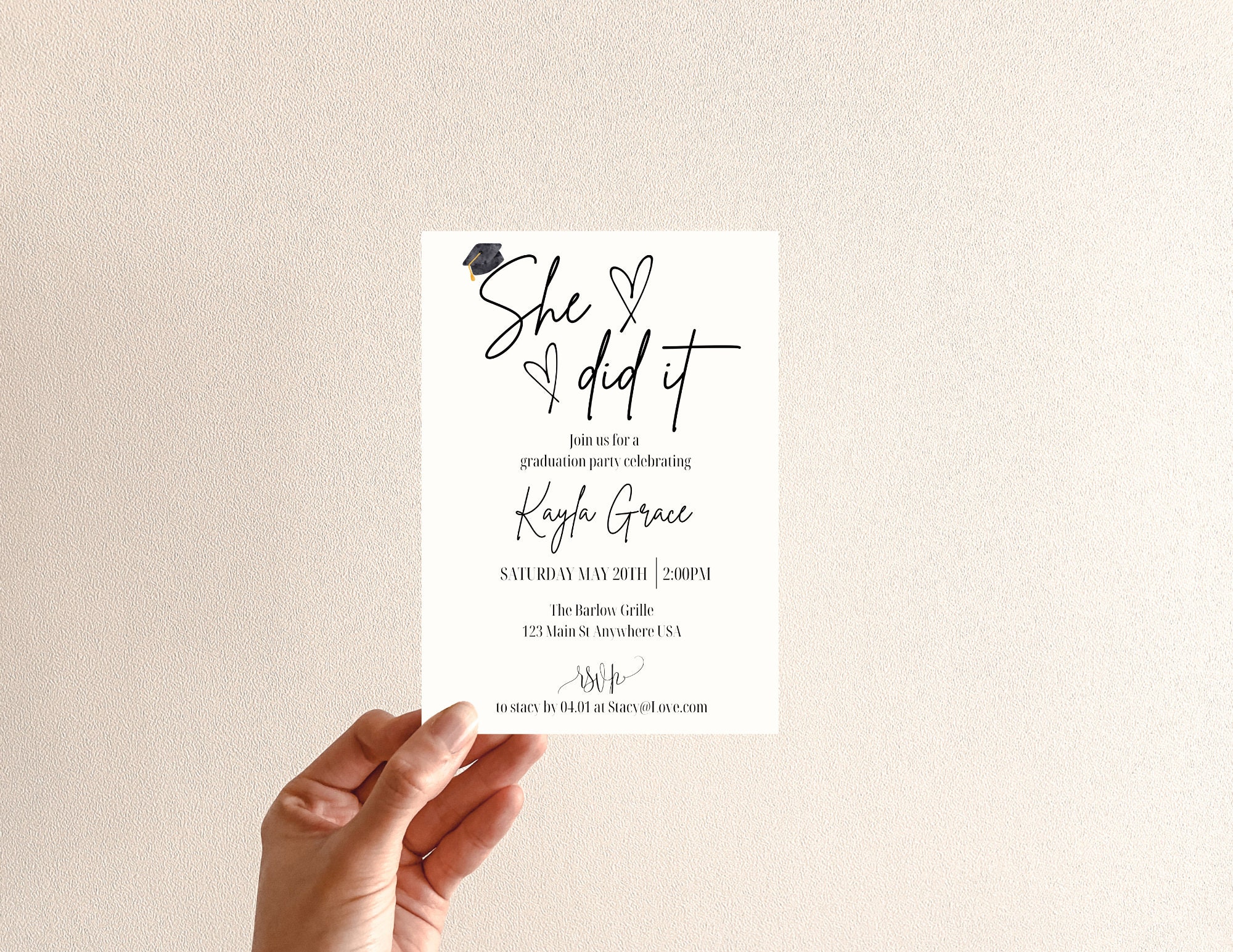 She Did It Graduation Invitation Template, Printable Graduation Party ...