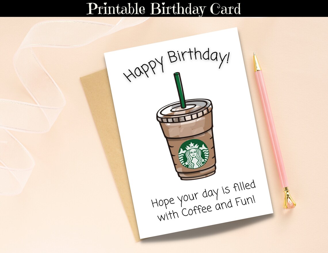 Coffee Birthday Card, Birthday Card for Coffee Lover, Starbucks Lover ...