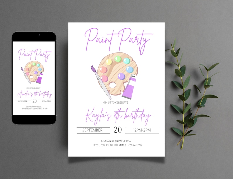 Art Birthday Invitation Party Paint Invites Colorful Painting - Etsy