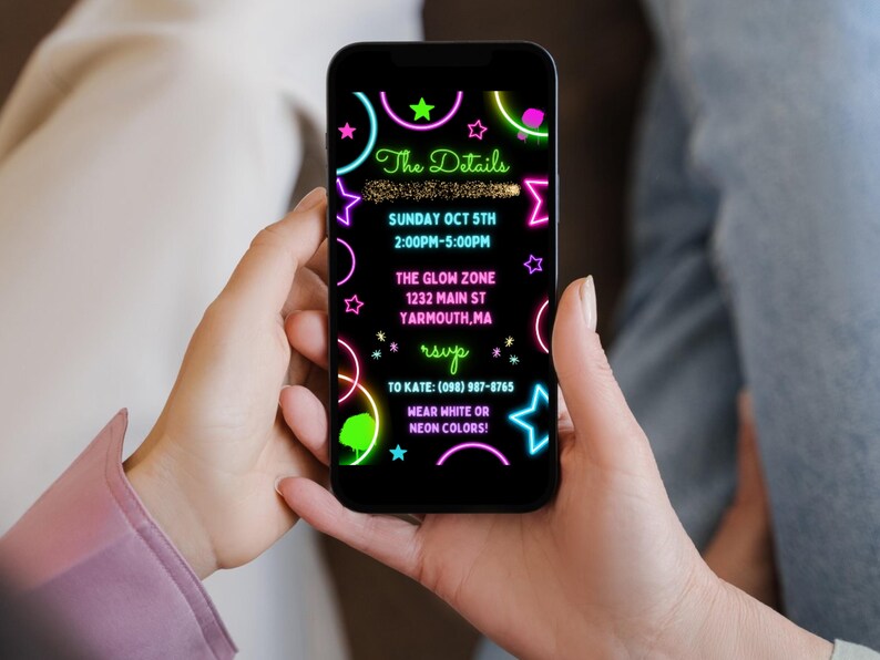 Glow Party Birthday VIDEO Invitation for Kids | Neon Glow in the Dark ...