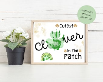 Cutest Clover in the Patch Shamrock Handprint Art Craft DIY St Patrick ...