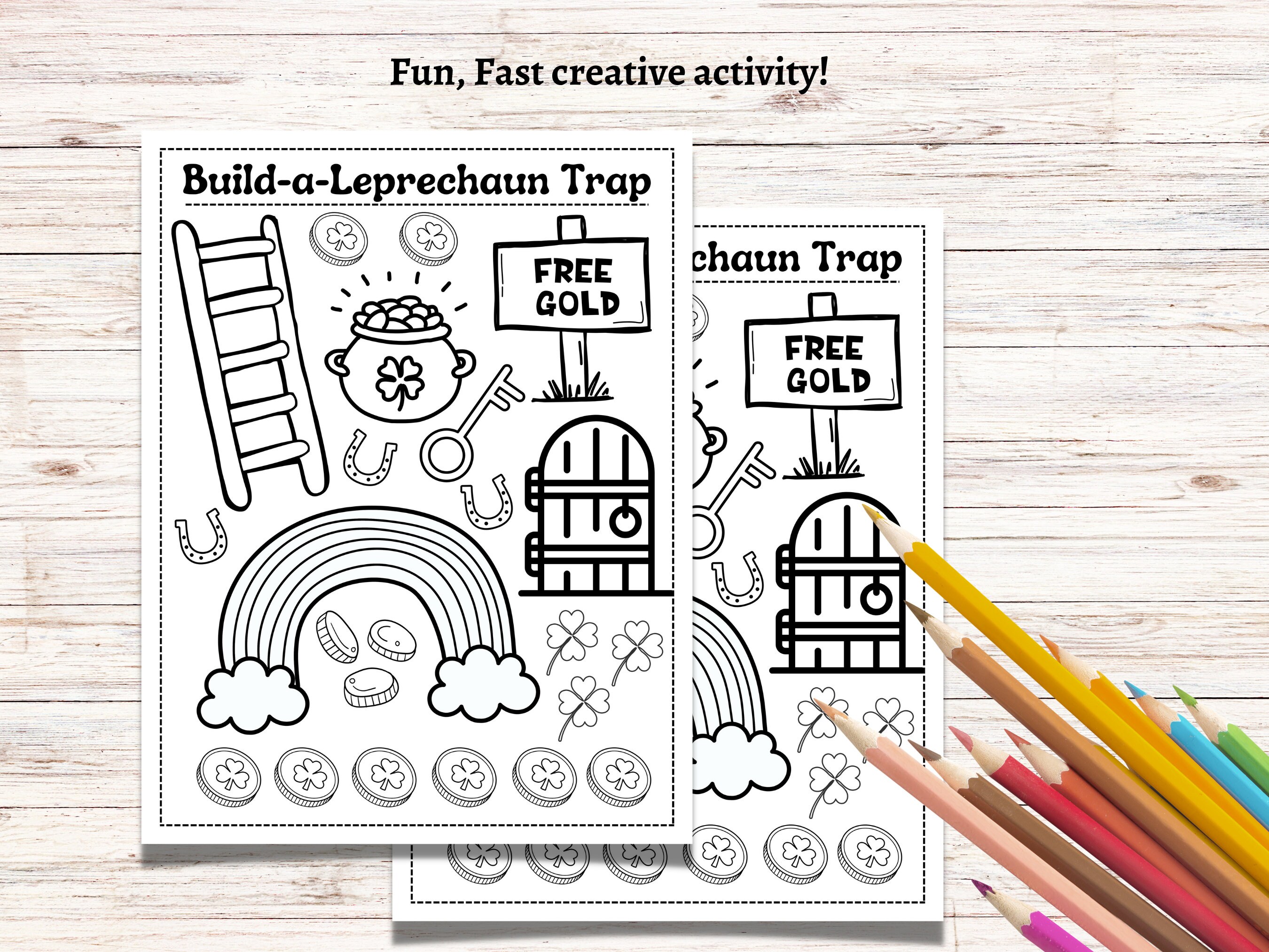 Leprechaun Trap Kit Cut and Paste Printable - "st. PATRICKS Crafts ...