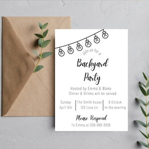 Backyard Party Invitation Template, Birthday, Baby Shower, Couples ...