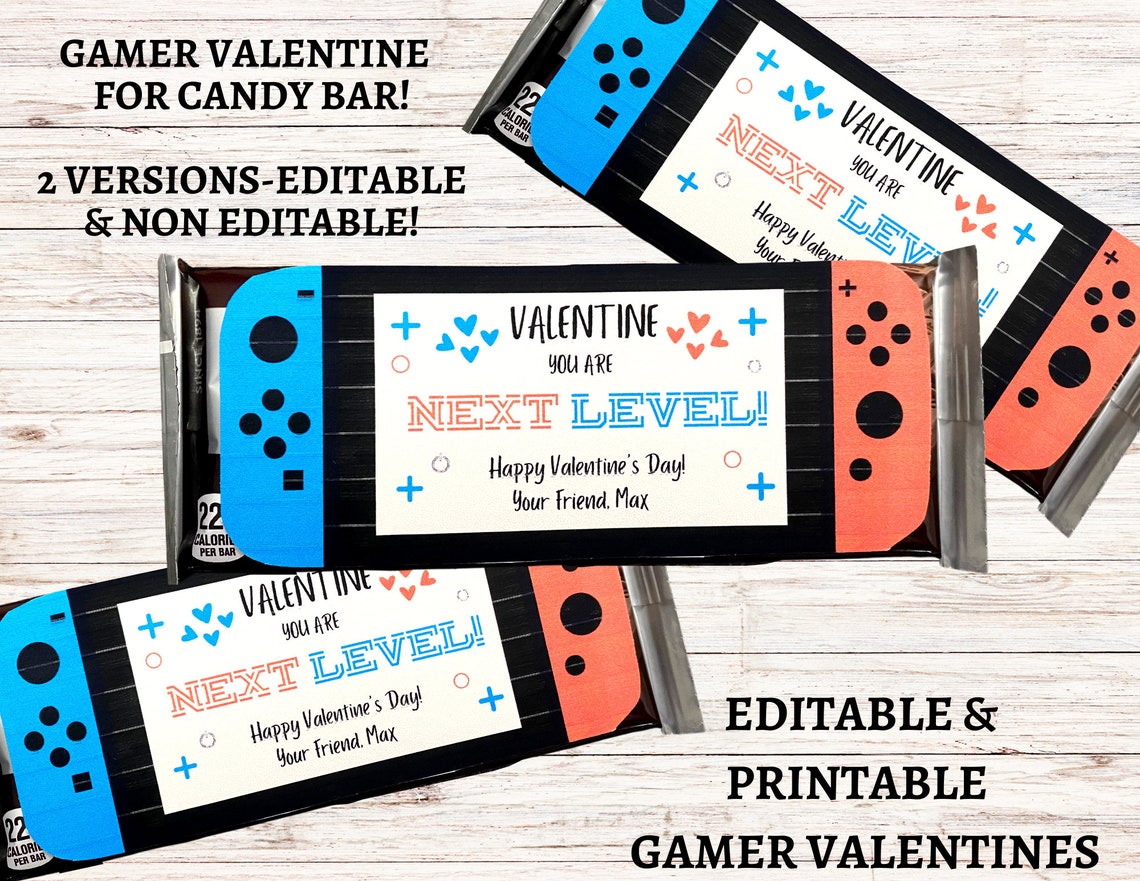 Gamer Valentine Wrapper Gamer Valentines Card. PRINTABLE - Etsy