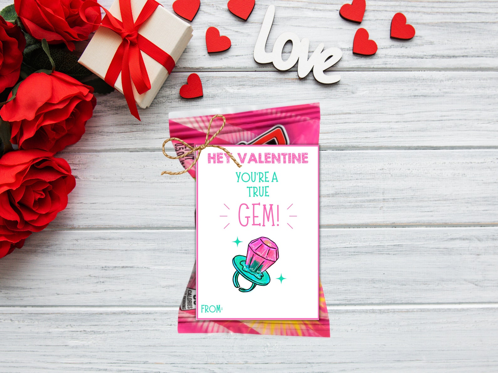 PRINTABLE Valentine Card, Ring Pop Valentine Card, Printable Classroom ...