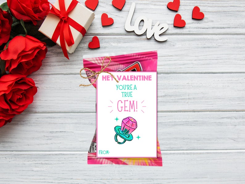 PRINTABLE Valentine Card, Ring Pop Valentine Card, Printable Classroom ...