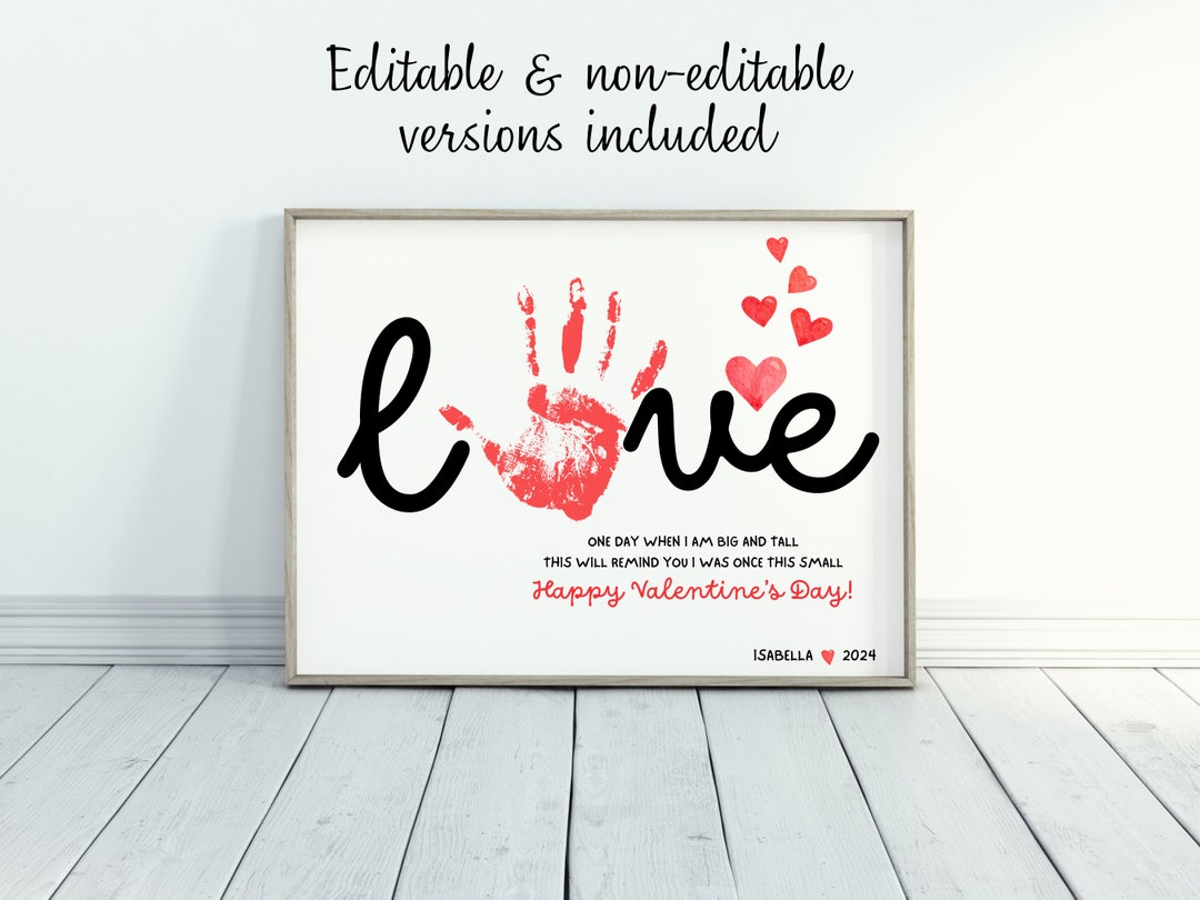 PRINTABLE Valentines Day Handprint Art Craft for Kids, Keepsake Art ...