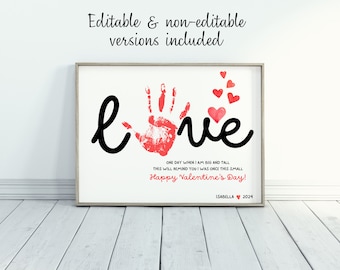 PRINTABLE Valentines Day Handprint Art Craft for Kids, Keepsake Art ...