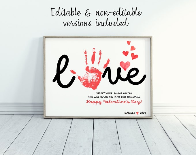 PRINTABLE Valentines Day Handprint Art Craft Project, Sucker for You ...