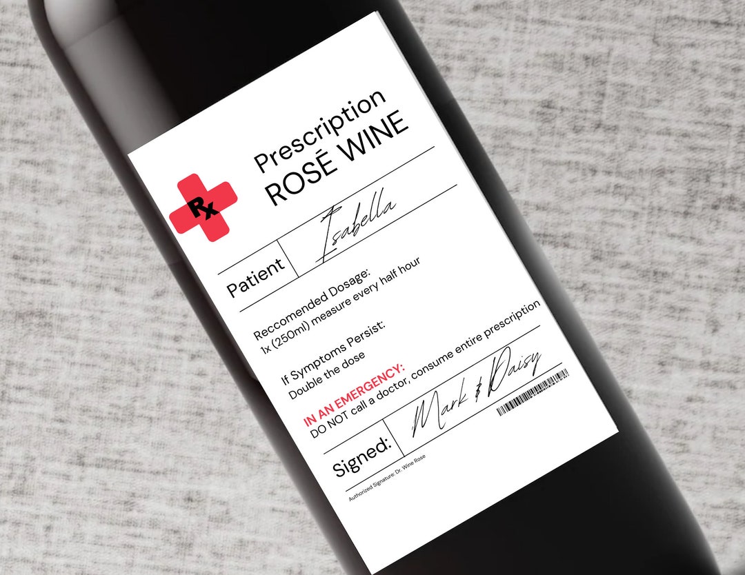 Personalised Prescription Wine Bottle Label: Personalised Gift ...