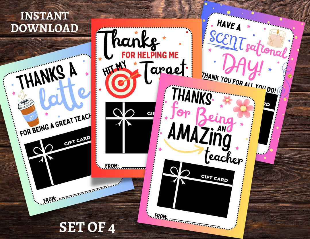 Teacher Appreciation Gift Card Holder Printable, End of Year Teacher ...