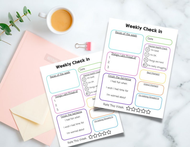 Weekly Check-in for Teens, Teen Mental Health , School | Journaling for ...