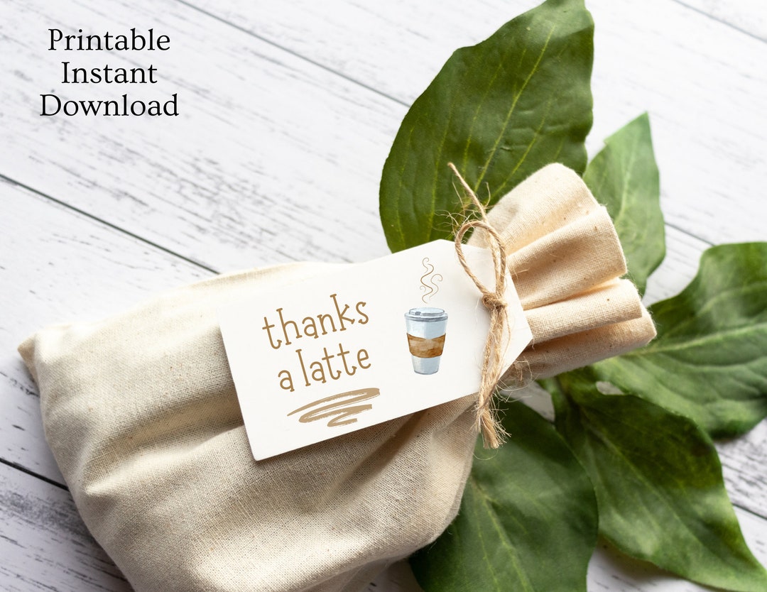 Thanks A Latte Tags, Coffee Thank You Favors, Bridal & Baby Shower ...