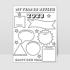 Kids New Year's Resolution Printable Year in Review and Goals for the ...