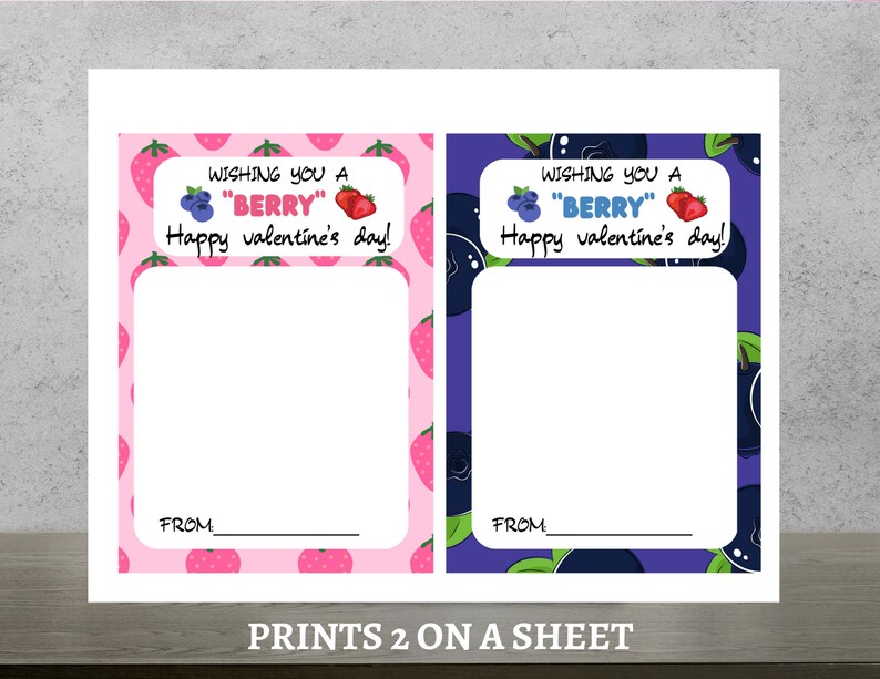 Valentines Day Fruit Snack Card Printable i'm so Berry - Etsy