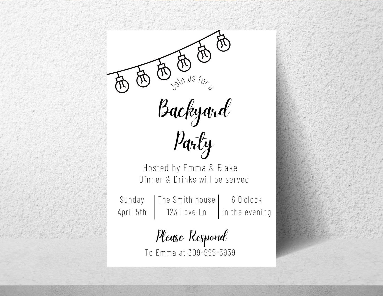 Backyard Party Invitation Template, Birthday, Baby Shower, Couples ...