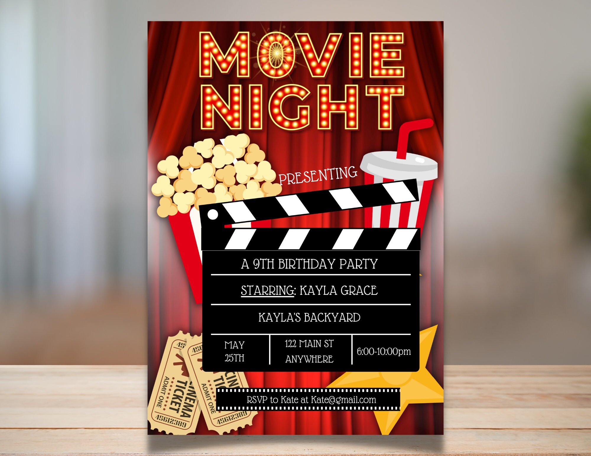 Movie Birthday Invitation Cinema Birthday Invitation Pop on - Etsy