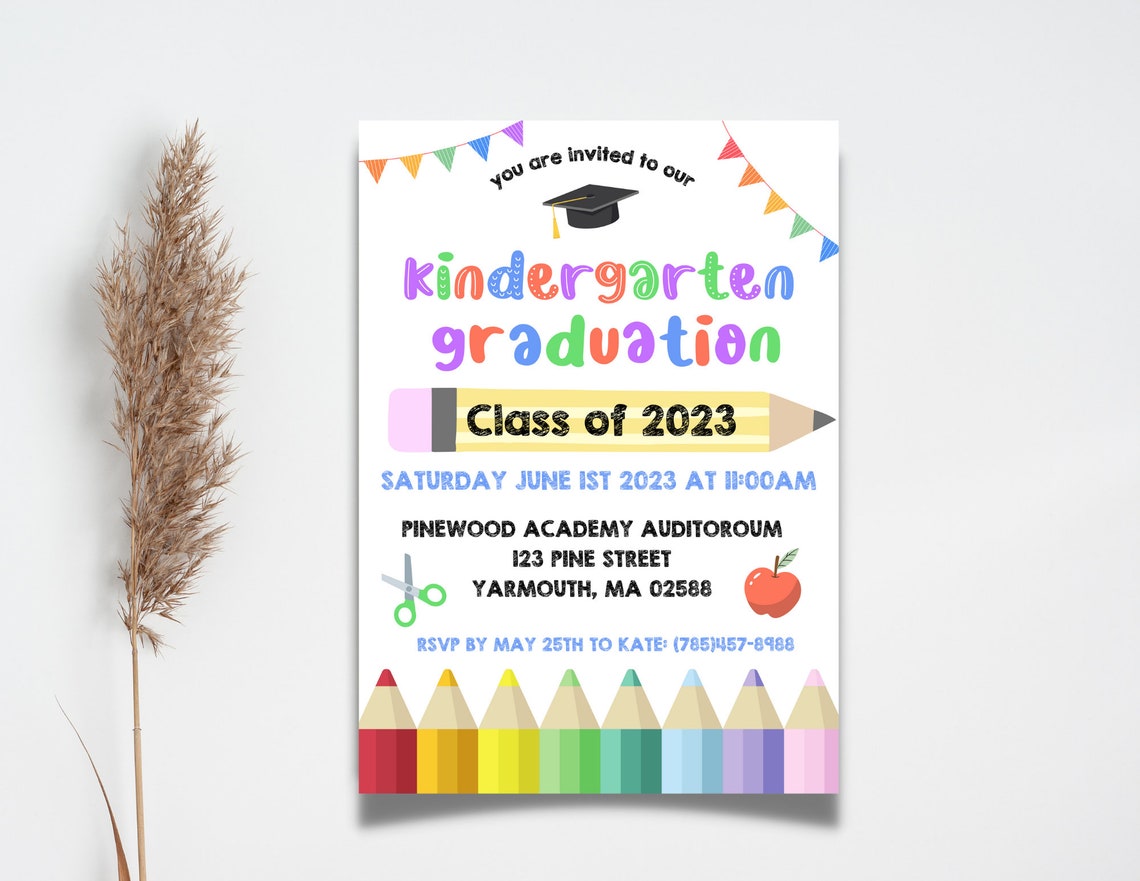 Editable Kindergarten Graduation Invitation, Kindergarten Party Invite ...