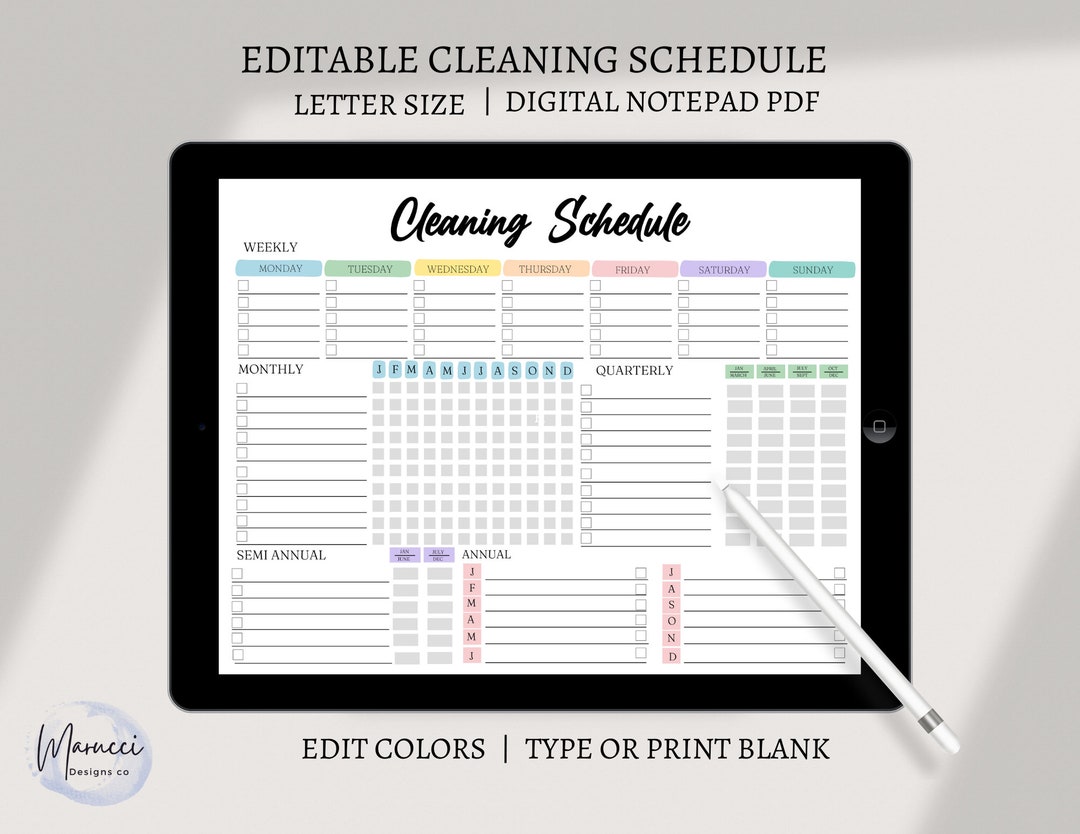 EDITABLE Cleaning Planner, Cleaning Checklist, Cleaning Schedule ...