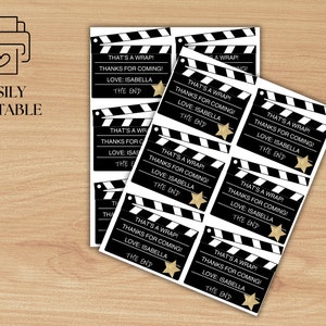 Printable Movie Party Favor Tags,movie Party. Hollywood Theme. Movie ...
