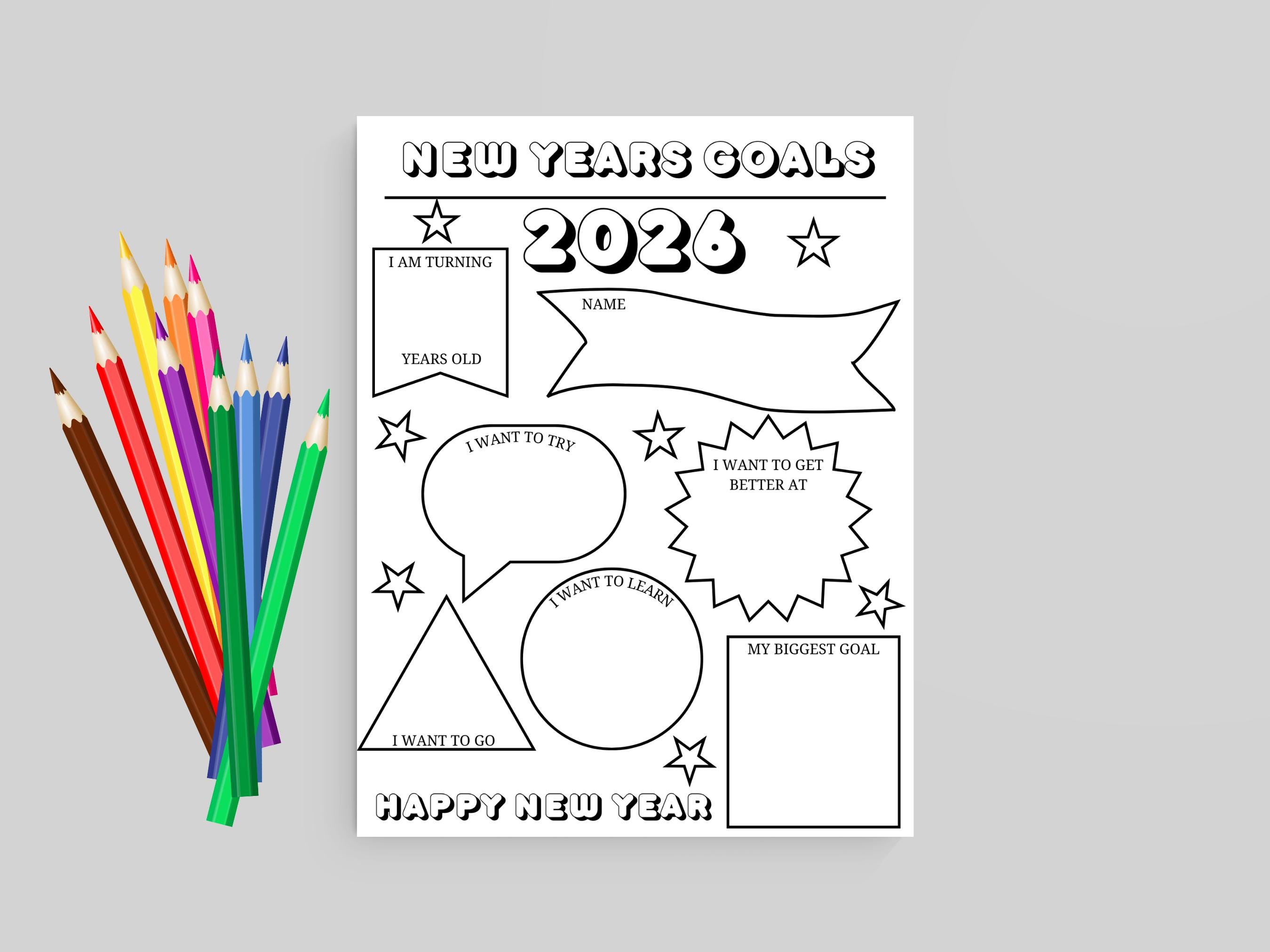 Kids New Year's Resolution Printable- Year in Review and Goals for the ...