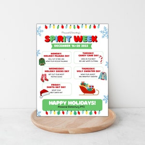 Editable Christmas Spirit Week Flyer Canva Template, School Spirit ...