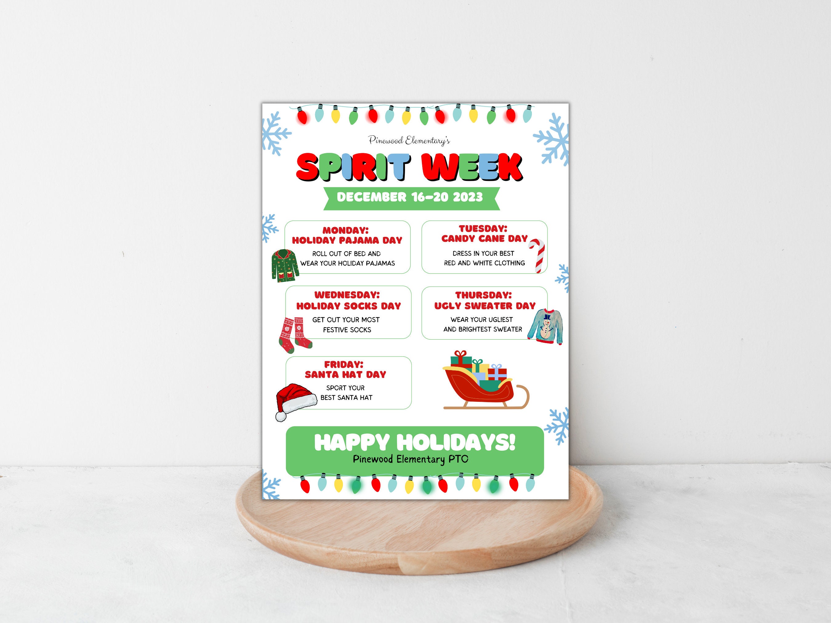 Editable Christmas Spirit Week Flyer Canva Template, School Spirit ...