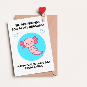 Axolotl Valentine’s Day Printable Cards for Kids, Printable Valentines ...