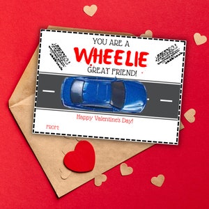 Wheelie Valentines Day Cards, PRINTED Race Car Valentine's Day Cards ...