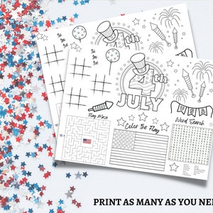 Printable 4th of July Activity Sheet / Kids Printable Activity Sheet ...