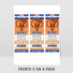 Basketball Invitation - Birthday - Sports Ticket Style Party Invite ...