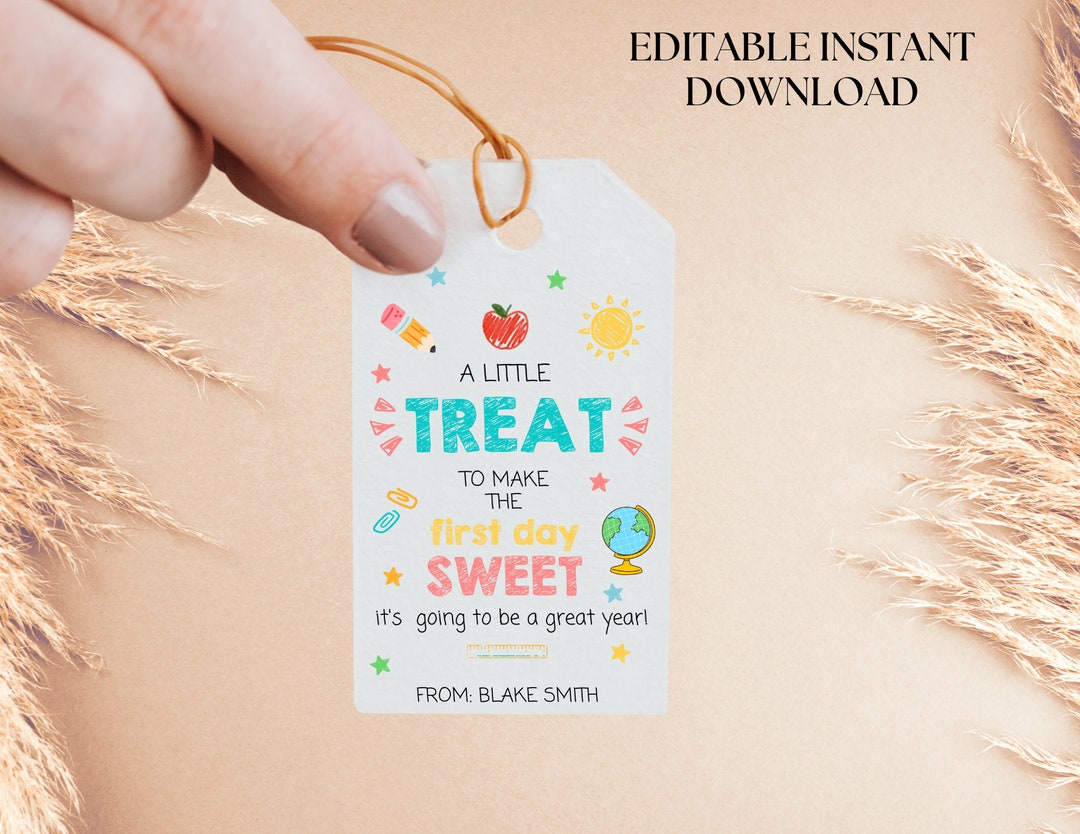 First Day of School Sweet Treat Tag, Teacher Cookie Tag, Welcome Back ...