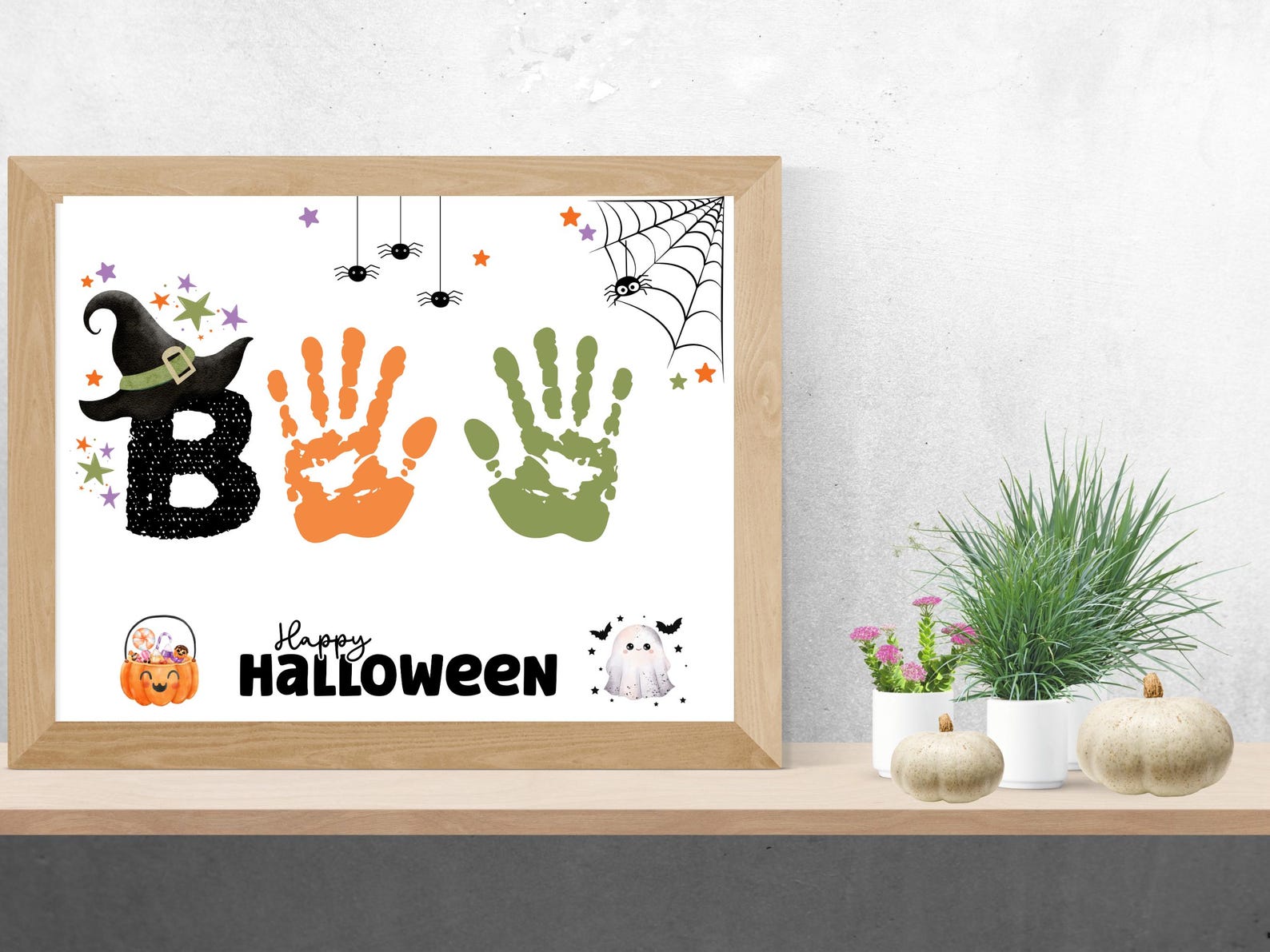 Halloween Handprint Art, Halloween Handprint Craft, Halloween Printable ...