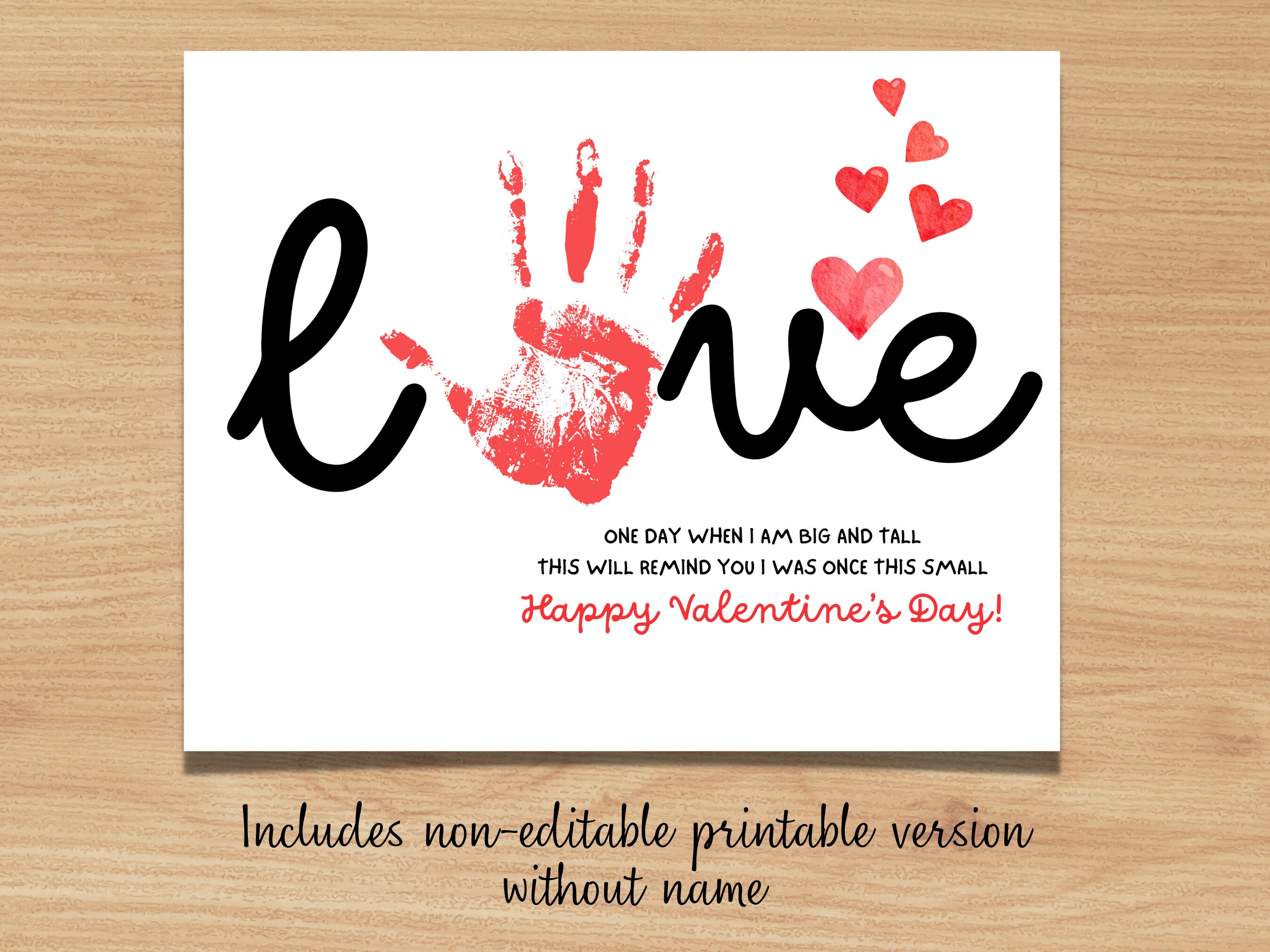 PRINTABLE Valentines Day Handprint Art Craft for Kids, Keepsake Art ...