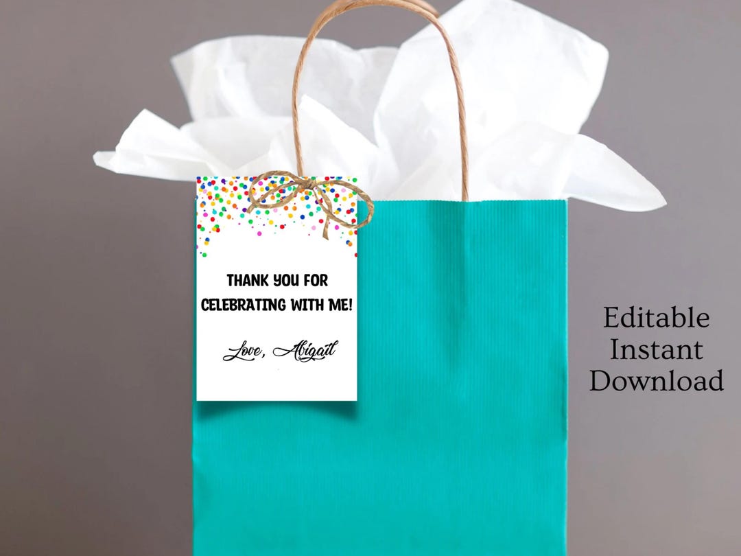 Printable Gift Tag, Confetti Tag Template / Editable Favor Tag ...