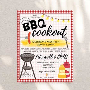 Barbecue Cookout Flyer, Picnic Flyer, Fundraiser Flyer, Neighborhood ...