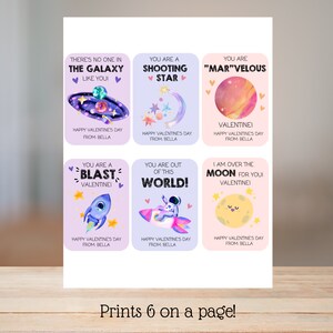 Editable Outer Space Valentine Tags, Space Valentine Cards , Kids ...
