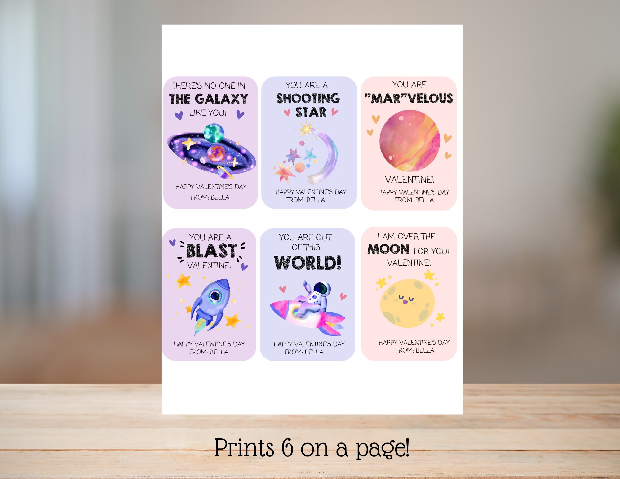 Editable Outer Space Valentine Tags, Space Valentine Cards , Kids ...