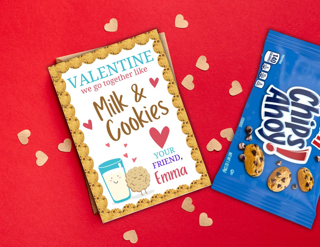 Kids Valentines Kids Valentine Cookies and Milk Valentine Tags ...