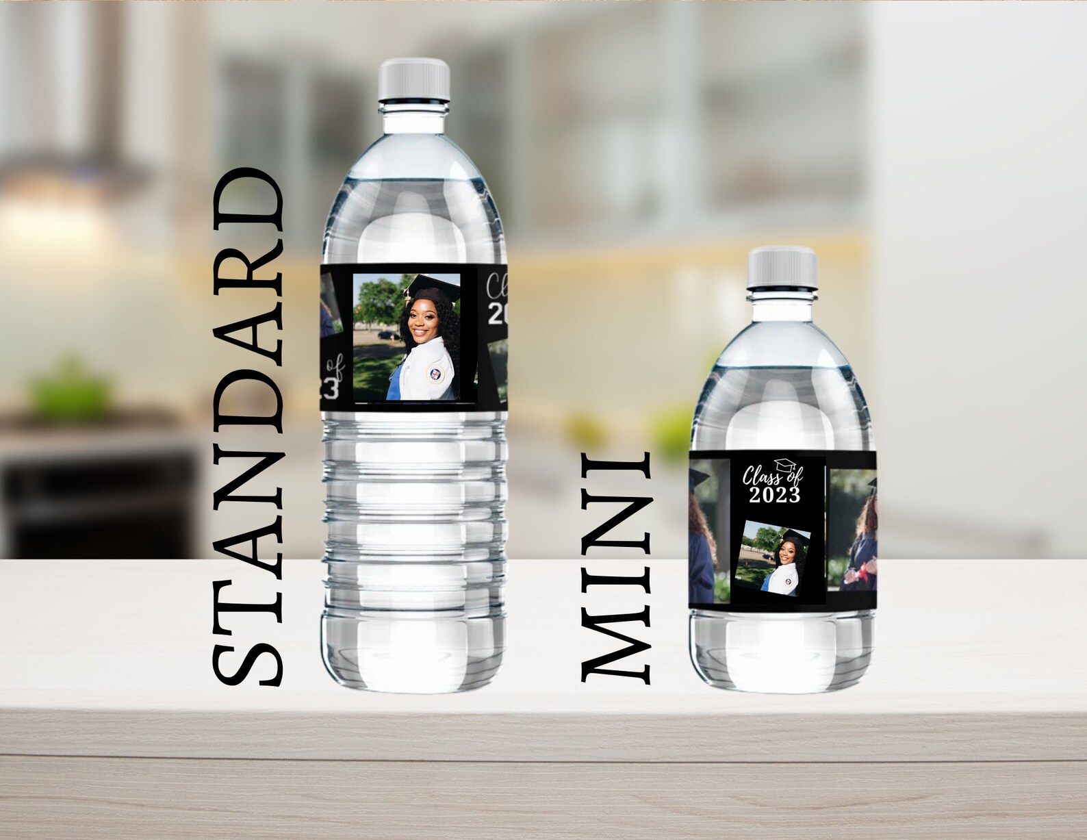 Photo Graduation Water Bottle Labels - Class of 2025 Graduate Image ...