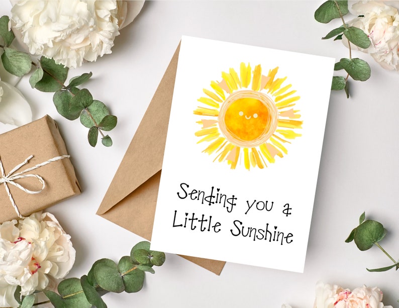 Sending a Little Sunshine Card Printable Card Thinking of - Etsy