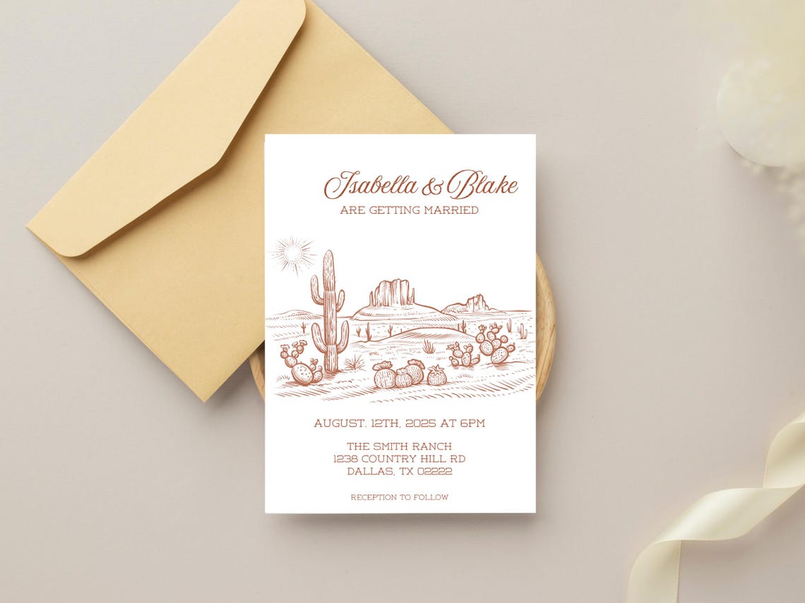 Modern Desert Wedding Invitation Suite Cactus Invitation Western ...