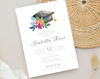 Boho Graduation Party Invitation Editable Floral Graduate Announcement ...