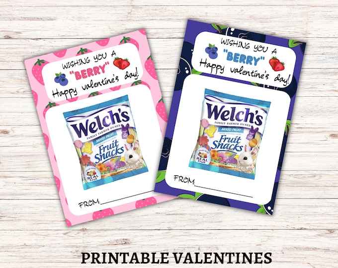 Valentines Day Fruit Snack Card Printable I'm so Berry Happy We're ...