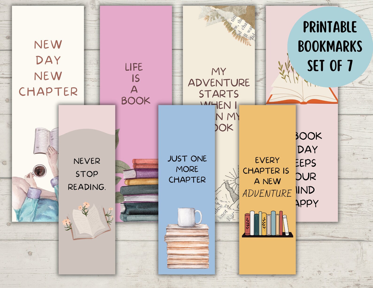 Printable Bookmark Set Book Lover Gift Printable Bookmarks - Etsy