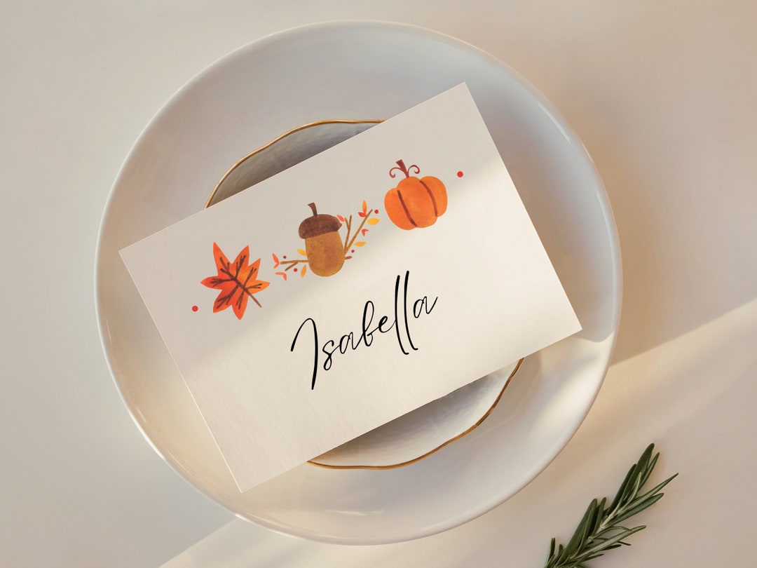Thanksgiving Name Cards Template, Minimalist Fall Place Cards ...