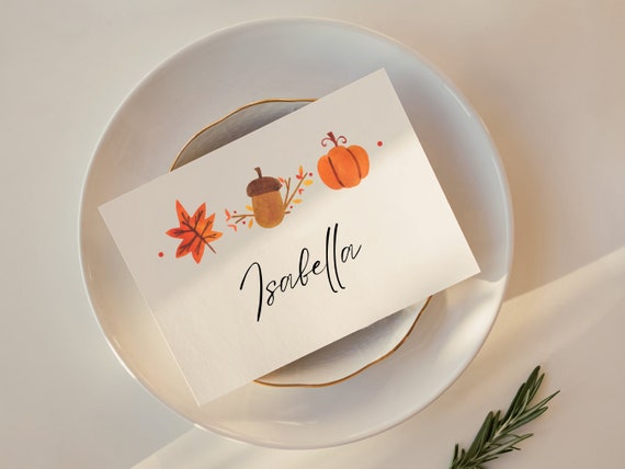 Printable Thanksgiving Name Cards Editable Thanksgiving Place Cards