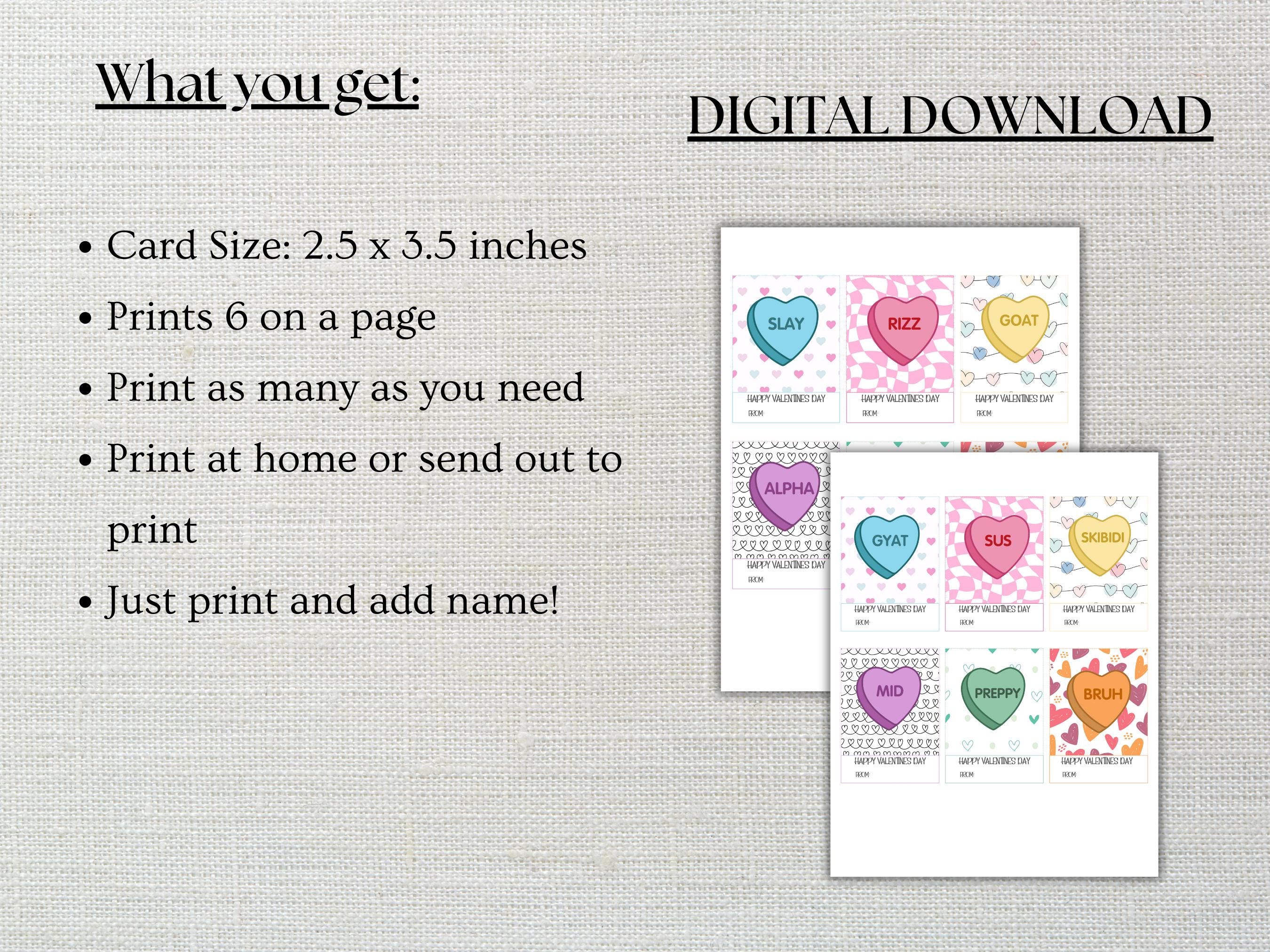 Teen Slang Candy Hearts, Funny Kids Valentine Printable, Class ...