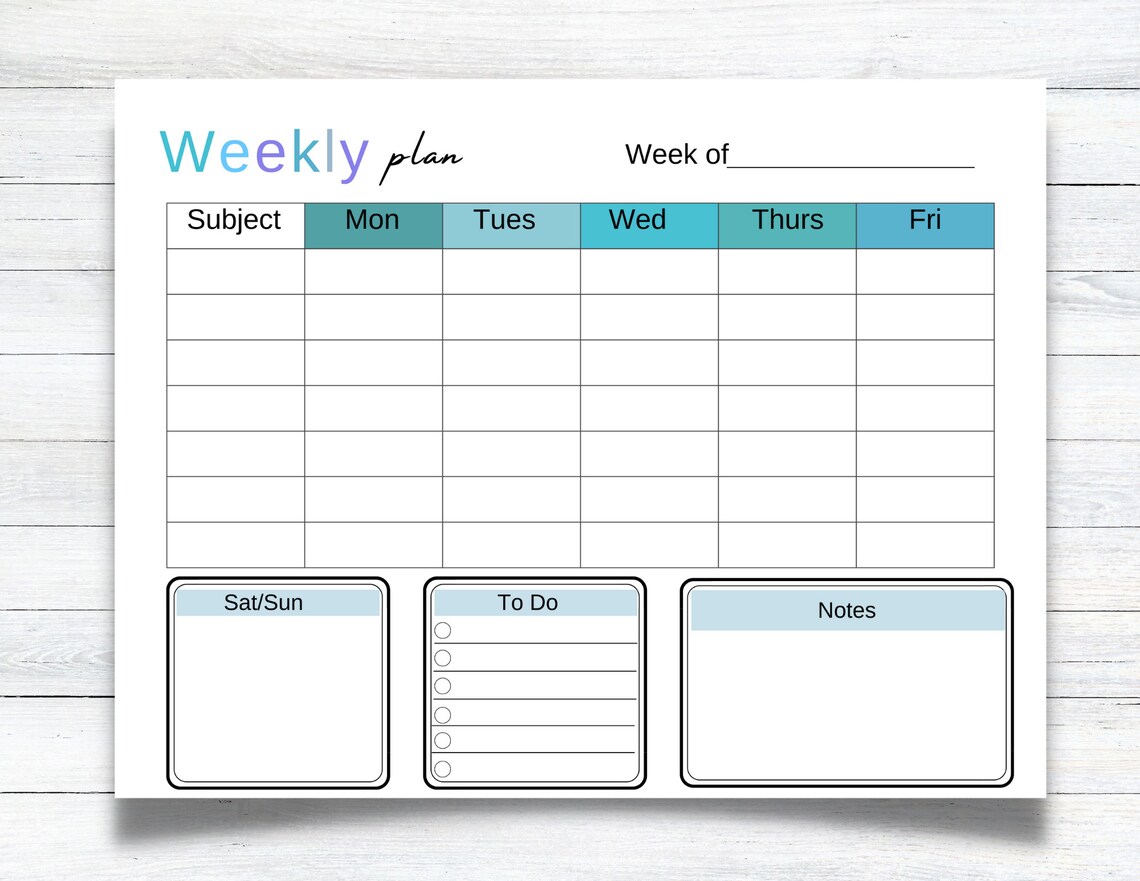 Homeschool Weekly Schedule Printable Homeschool Planner - Etsy