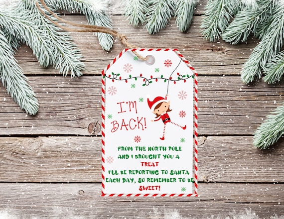 Elf I'm Back Tags Elf Treat Tags Elf Ideas Elf Return - Etsy